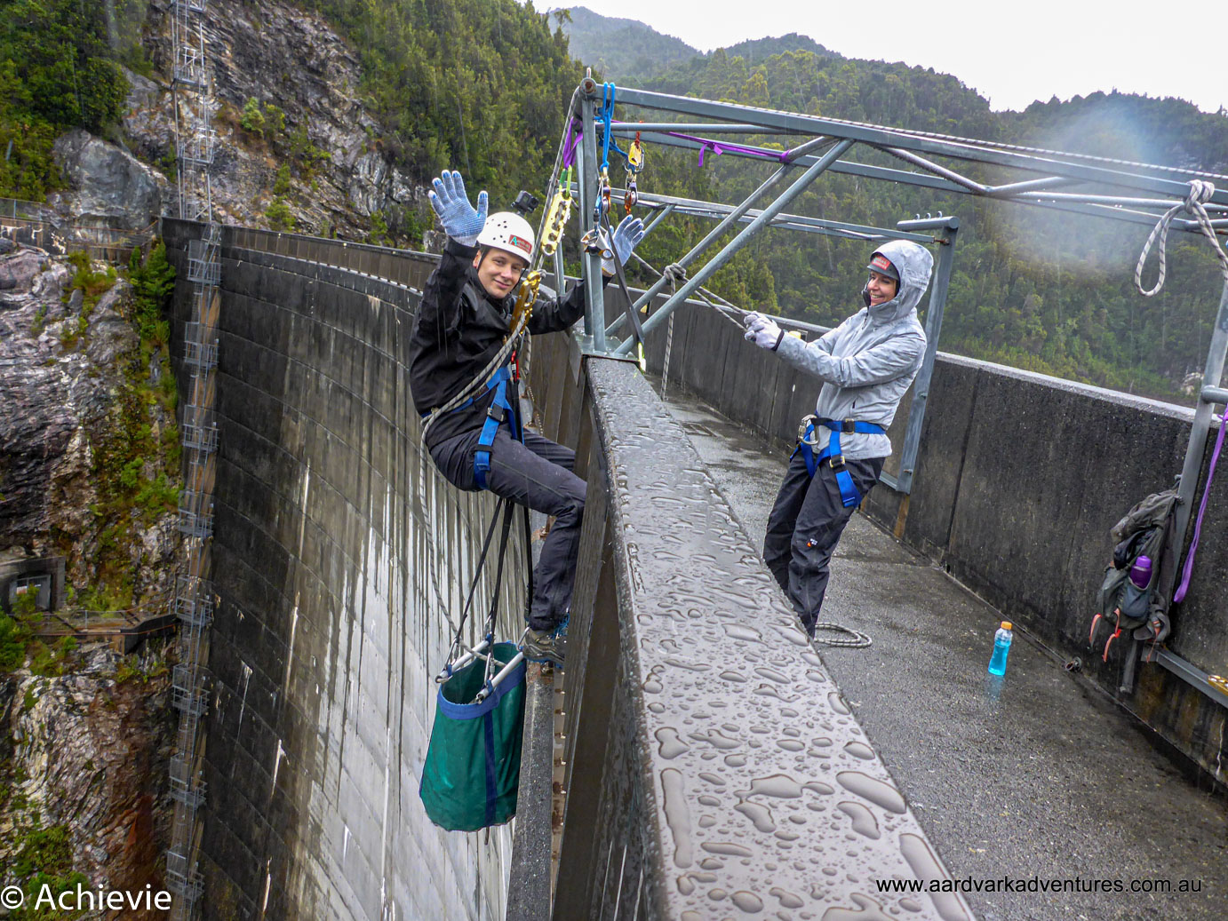 Abseiling the highest dam in Tasmania